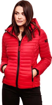 Marikoo Damen Jacke Steppjacke Übergangsjacke mit Kapuze gesteppt B600 [B600-Samt-Rot-Gr.M]