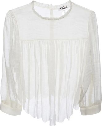 Chlo&eacute; blouse &agrave; effet de transparence - Blanc