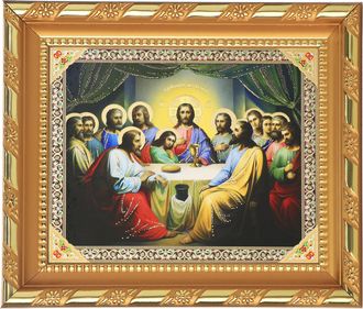 NKlaus Das Letzte Abendmahl Ikone im Rahmen mit dem Glas 12x14,5cm christlich 11389