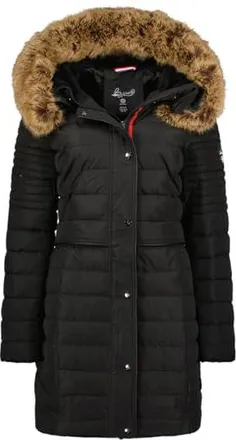Geographical Norway Charlize Lady Parka Longue Epaisse Chaude Femme Automne Hiver - Manteau Fin Capuche Fausse Fourure - Blouson Coupe Vent - Doudoune Elegante Femmes (No
