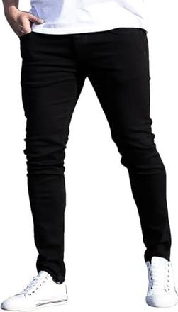 Generic Jean pour homme très résistant et confortable avec poches, style vintage pour les vacances en plein air et un usage quotidien, Noir, 3XL