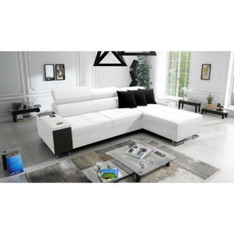 KAISER Bequemes Ecksofa mit Schlaffunktion morena i mini Kunstleder Weiß Rechts