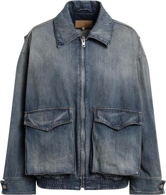 Maison Margiela Femme, Vestes, Bleu, Taille: 36 FR Veste en jean &agrave; poches plaqu&eacute;es