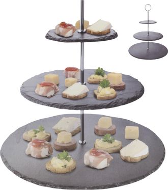 URBN-CHEF Schieferlebensmittelst&auml;nder, Schiefer, 3 Ablagef&auml;cher