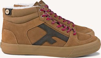 Faguo Baskets montantes cuir su&egrave;de camel