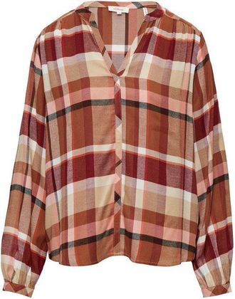 s.Oliver Langarmbluse Bluse Karierte Bluse aus Viskosemix