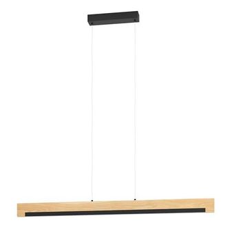 Eglo Suspension LED Camacho, lampe suspendue avec intensit&eacute; r&eacute;glable, en acier, bois et plastique, luminaire salon pour table de salle &agrave; manger en noir, na