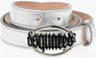Dsquared2 Leather Belt with Metallic Crackle Effect 30mm size 90
