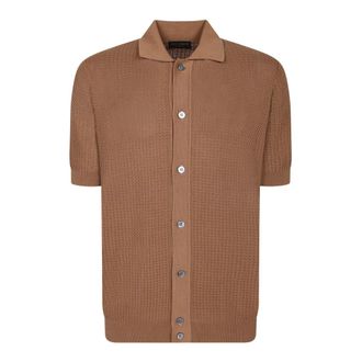 Dell'Oglio Geh&auml;keltes Kurzarmhemd - - Shirts - Herren - Braun - M