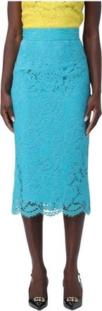 Dolce & Gabbana Femme, Jupes, Bleu, Taille: 38 FR Lace Pencil Skirt
