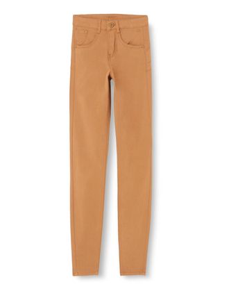 Cream Damen Womens Jeans Twill Skinny Shape Fit Midrise Waist Full-Length Zipper Hose, Toasted Coconut