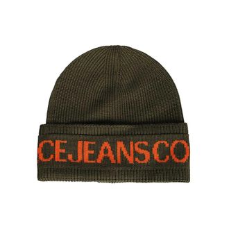 Versace Jeans Couture Gestrickte M&uuml;tze mit kontrastierendem Farblogo - - Accessories - Herren - Gr&uuml;n - ONE SIZE