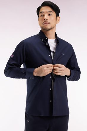 Eden Park Chemise En Coton Marine Broderie Xv De France Coupe Droite