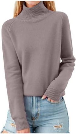 Generico Pull à col roulé pour femme dhiver, pull léger basique surdimensionné doux à manches longues avec col roulé en tricot élégant chandail pour lautomne e