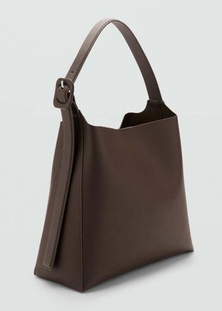 Mango Sac cabas d&eacute;tail boucle chocolat - Femme - Taille unique - MANGO