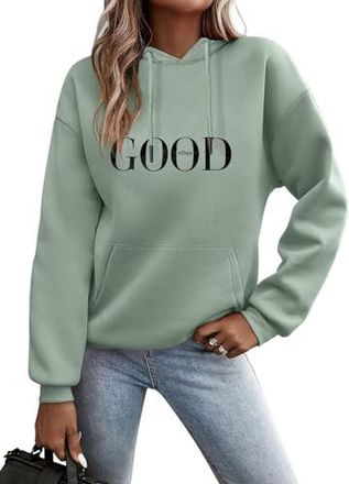 Minetom Femme Sweat &agrave; Capuche Sweatshirts Manches Longues Hoodie Mode Lettres Graffiti R&eacute;tro Imprim&eacute; D&eacute;contract&eacute; Pulls Sweat-Shirt Sport Fitness Outdoor Autom