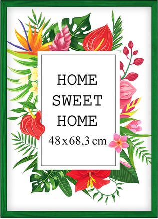 MG Design Grün Bilderrahmen 48 x 68 cm - Aus echtem Holz mit Acrylglas, zum Aufhängen & Aufstellen, für Fotos, Poster & Puzzle