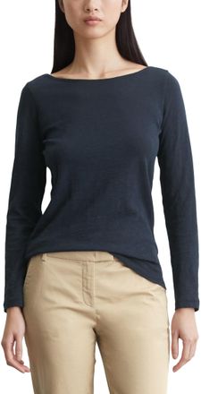 Marc O'Polo Damen B41243952493 Longsleeve Aus Bio-Baumwolle, Langarmshirt Mit Rundhalsausschnitt, Softes Damenshirt Lässigem Look, Blau, XL EU