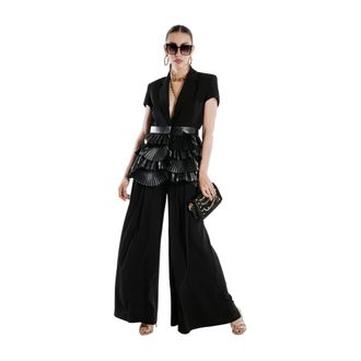 BABYLON Femme, Vestes, Noir, Taille: 38 FR Pantalon Large Pliss&eacute;