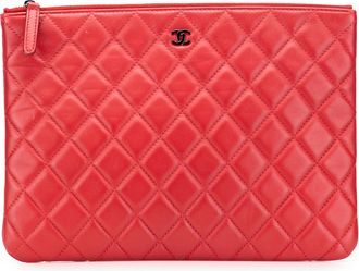 Chanel Red Medium Quilted Lambskin O Case Clutch