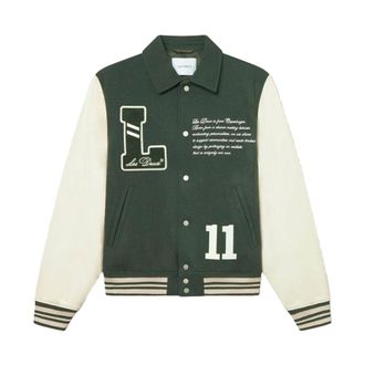 Les Deux Homme, Vestes, Vert, Taille: M Gilet en laine avec manches en cuir