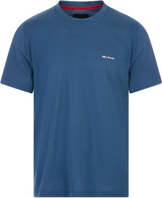 Kiton Homme, Tops, Bleu, Taille: 2XL Logo Crew-Neck T-Shirt