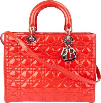 Dior Crossbody Bags - Christian Dior Red Patent Leather Lady Dior Handba - Gr. unisize - in Rot - f&uuml;r Damen