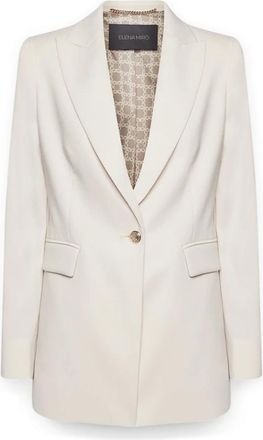 Elena Miro Femme, Vestes, Blanc, Taille: 54 FR Blazer à simple boutonnage en tissu crêpe