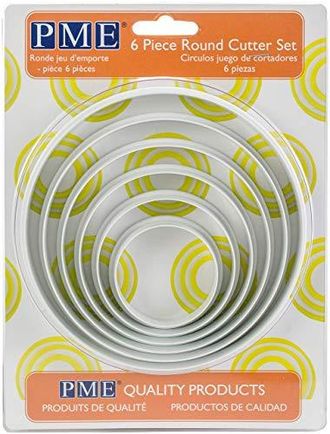 PME PNR5 Lot de 6 Emporte Pièces Ronds, Plastique, Blanc, 12.6 x 1 x 12.6 cm PNR5