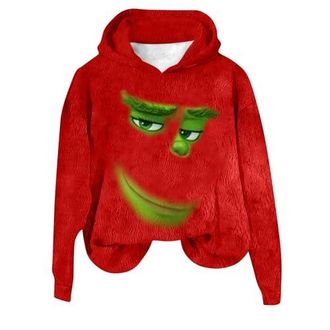 Generic Le Grinch Sweat A Capuche Femme Plaid Polaire Vêtements Adulte Sweet Femmes Costume Pulls Chaud Noel 2025 Vetement Oversize Hiver Noël Pyjama Pilou De