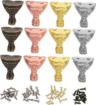 NUOBESTY 16 Stück Teiliges Vintage Möbel Füße Metallfüße Kommode Beine Retro Schmuckbox Eckenschutz Robuste Kratzfeste Schrankfüße für Kleine Truhen und Aufbew