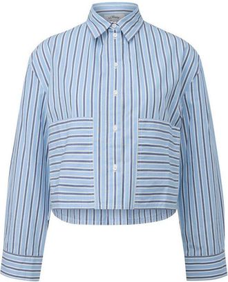 s.Oliver Langarmbluse Bluse Verk&uuml;rzte Popeline-Bluse im Relaxed Fit