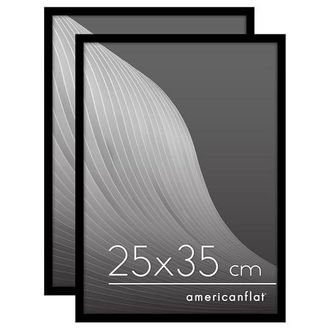 Americanflat Bilderrahmen 25x35 cm aus Kunststoff (2er Pack) - Bilderrahmen 35x25 cm mit bruchsicherer Scheibe - Fotorahmen mit integrierter Aufh&auml;ngung f&uuml;r Hoch- u