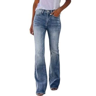 Generic Jean skinny pour femme - Taille haute - Vintage - Jambes larges - Coupe ajust&eacute;e - Pantalon de loisirs avec poches - Pantalon Bootleg - Jean stretch sk