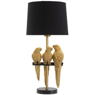 Paris Prix Lampe &agrave; Poser Design Perroquets 62cm Or & Noir