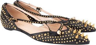Gucci Ballerinas - Gucci Black Leather Spikes Ballerinas (37) - Gr. ONE_SIZE - in Schwarz - f&uuml;r Damen
