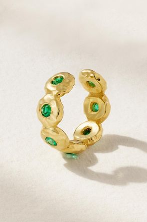 Octavia Elizabeth + Net Sustain Nesting Gem Ear Cuff Aus Recyceltem 18 Karat Gold Mit Smaragden
