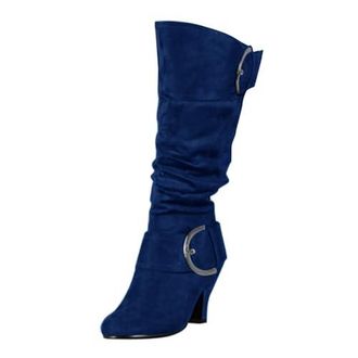 Generic cfpqv Bottes à tige large pour femme - Avec talon - Bottes longues à talon pointu - Petit talon - Bottes longues avec fermeture à boucle - Vintage - L