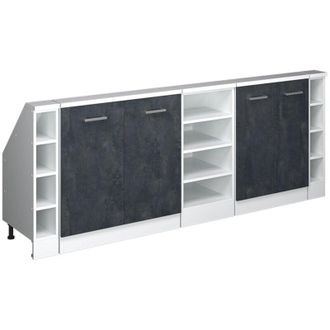 Vicco Ensembles de meuble de rangement sous pente Rion, noir b&eacute;ton/blanc, Lot de 5, Vicco