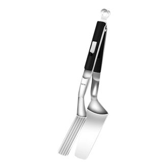 Generic Zange f&uuml;r Pfannenwender Flipper Combo, Grillzange aus verdicktem Edelstahl, Grillzange mit Klemme f&uuml;r Grill, K&uuml;che, zum Aufh&auml;ngen, zum Kochen, Grillen