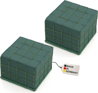 Matches 21 2er Set Steckschaum als Blumen Raquette - ringsum gedrahtet mit Holzboden - 2X halber Ziegel