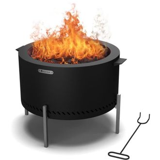 Blumfeldt Ignite Pure Feuerschale - Fast Rauchfrei, Rostbest&auml;ndig, Tragbar & Kompakt, Inkl. Grillrost & Regenschutz, Leicht zu Reinigen, Perfekt f&uuml;r Garten &