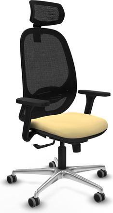 Piqueras y Crespo Callcenter-St&uuml;hle mit 3D-Armen, h&ouml;henverstellbare Lendenwirbelst&uuml;tze und h&ouml;henverstellbares Kopfteil, Schwarz / Cremefarben