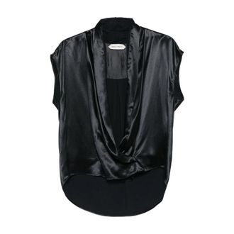 Alberta Ferretti Gl&auml;nzendes Satinhemd - - Blouses & Shirts - Damen - Schwarzk - S