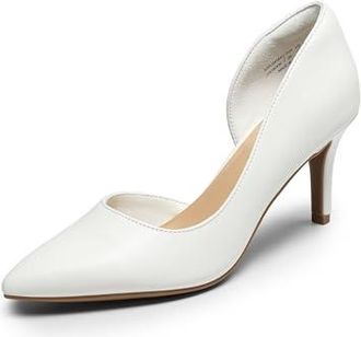 Dream Pairs Escarpins Femme Classique Chaussure à Talon Confortable avec Fleur pour Le Mariage,Size 40.5,Blanc-PU,SDPU2416W