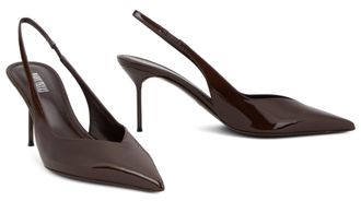 PARIS TEXAS Patent Calfskin Slingback Pump - Black