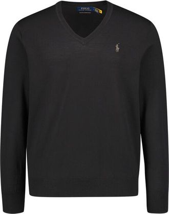 Polo Ralph Lauren Herren Pullover schwarz Merinowolle unifarben