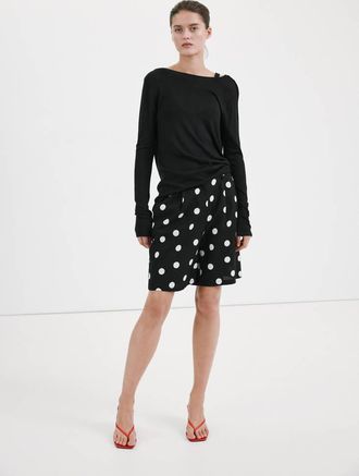 Mango Short en lyocell &agrave; pois noir - Femme - 36 - MANGO