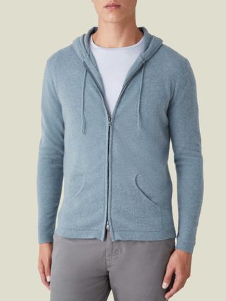 Luca Faloni Hoodie mit Reißverschluss in Französischblau aus Kaschmir (2-fädig) für Herren