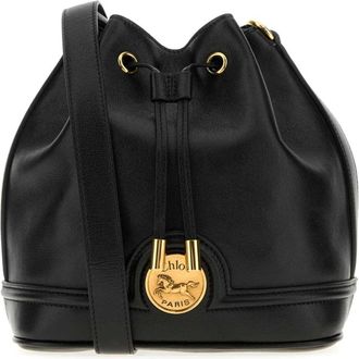 Chlo&eacute; Femme, Sacs, Noir, Taille: ONE Size Hammered Leather Bucket Bag